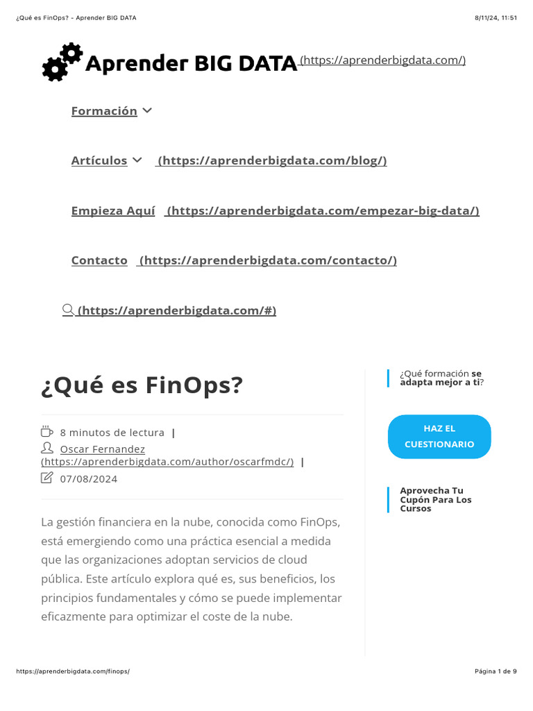 ¿Qué Es FinOps? - Aprender BIG DATA | PDF | Computación en la nube | Big Data