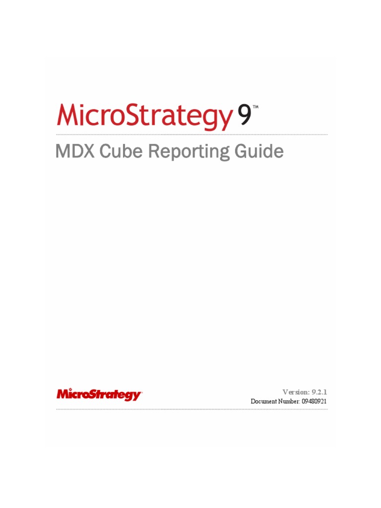 MDX Cube Reporting Guide: Document Number: 09480921 | PDF