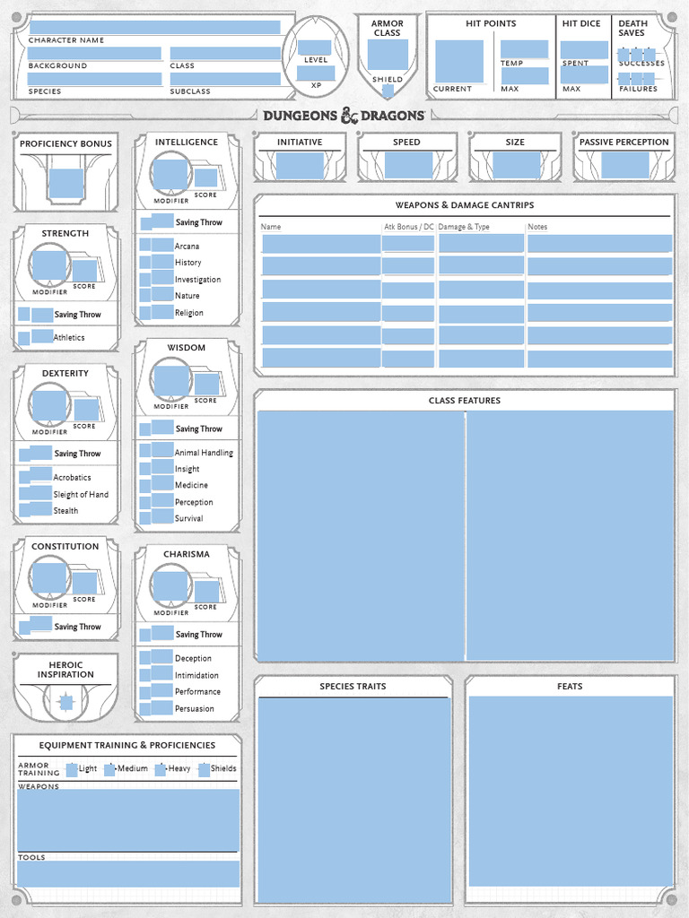 D&D Character Sheet Template | PDF | Tabletop Games | Role Playing ...