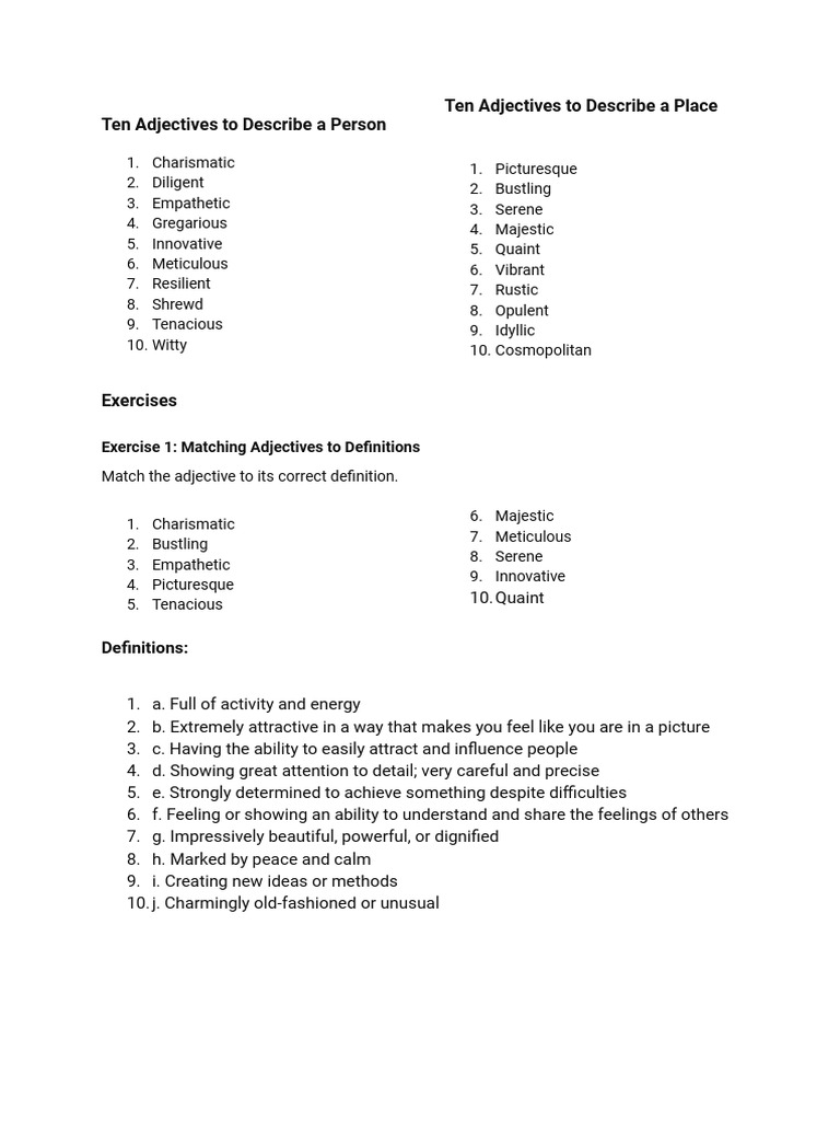 Advanced English Adjectives - Duolingo | PDF