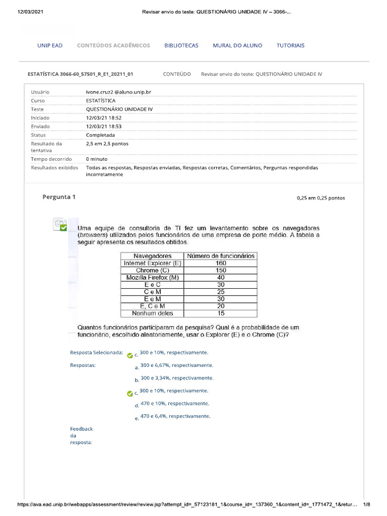 Questionário Unidade IV - 3066-.. | PDF