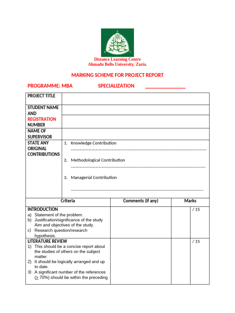 PROJECT GRADING FORM Modified | PDF | Methodology | Inquiry