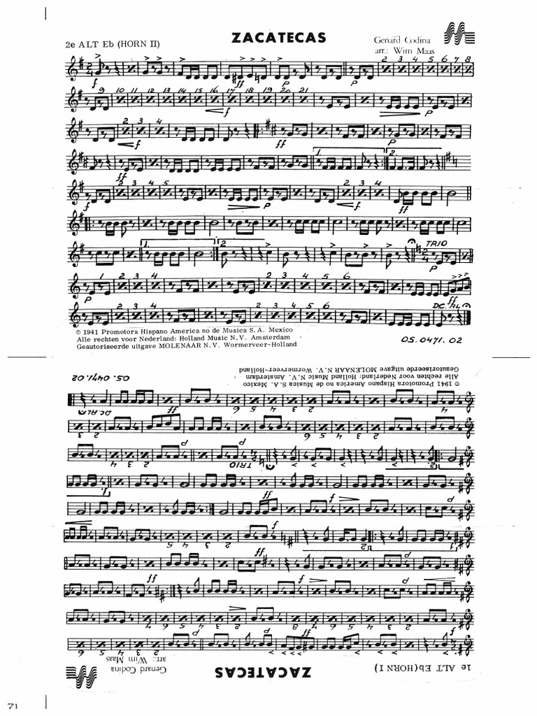 Zacatecas - 14 - 2e Alt Eb (Eb Horn Ii) | PDF