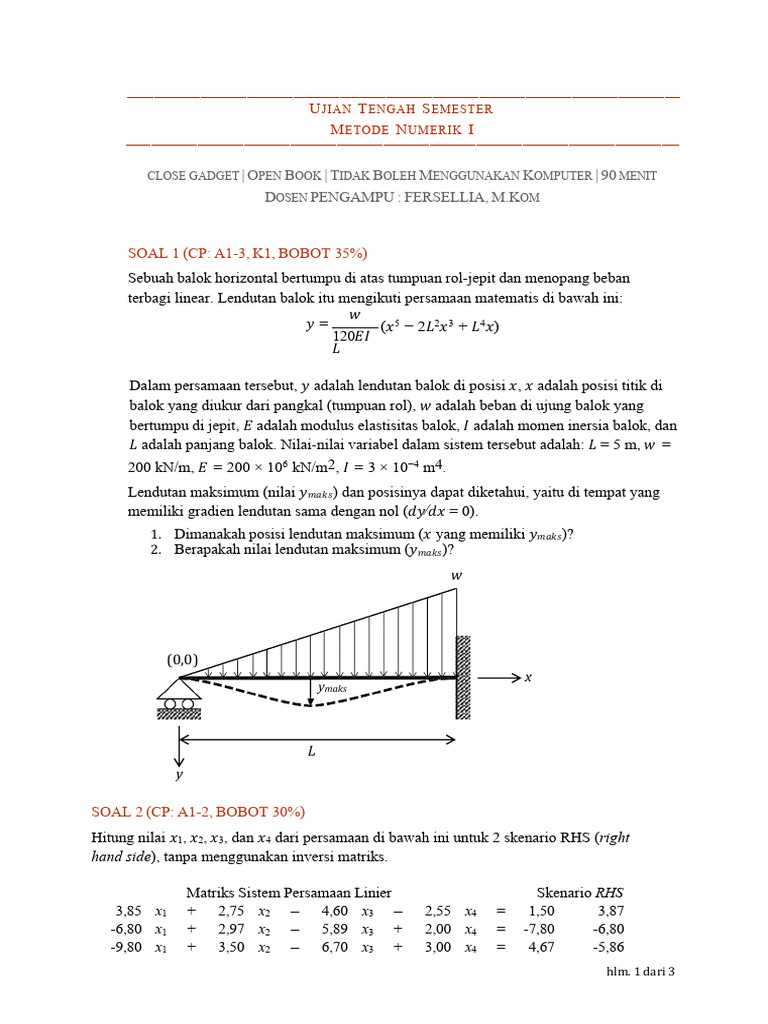 Penyelesaian Soal UTS Metode Numerik | PDF