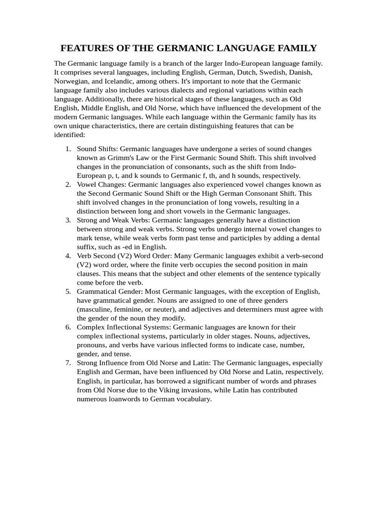 Germanic Family Features | PDF | English Language | Grammatical Gender