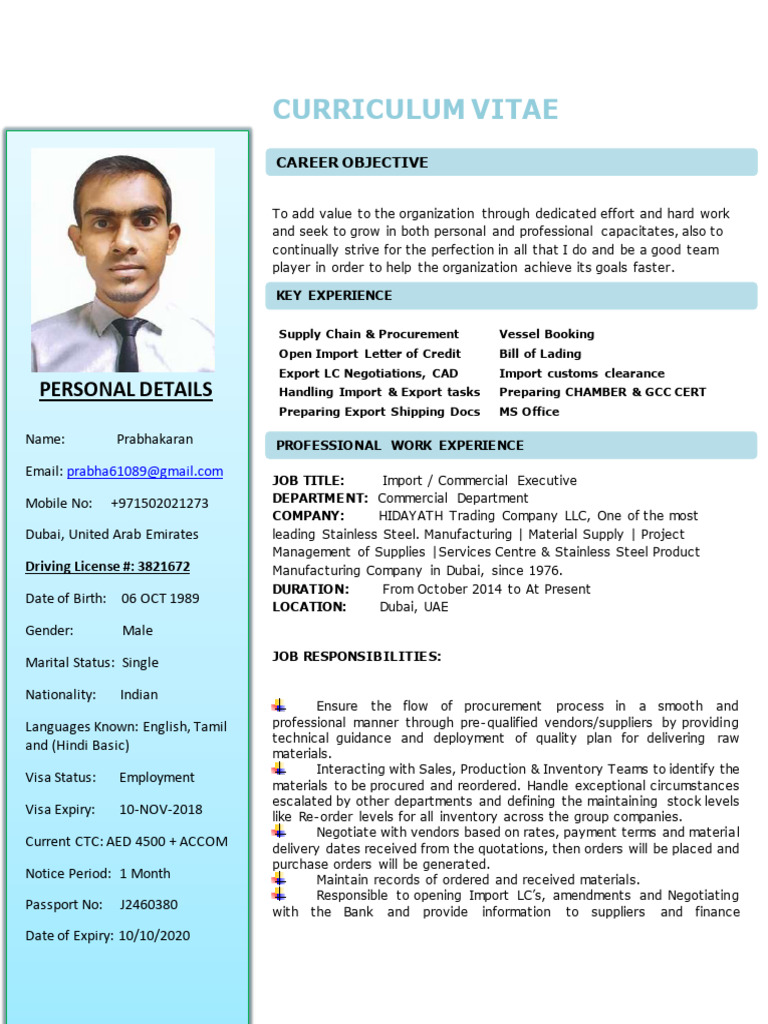Prabhakaran - Commercial Executive - Hidayath Heavy Industry LLC | PDF | Letter Of Credit ...