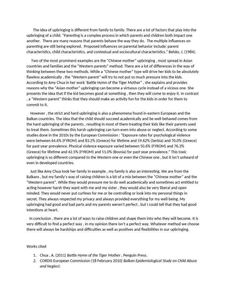 The idea of upbringing is different from family to family | PDF ...