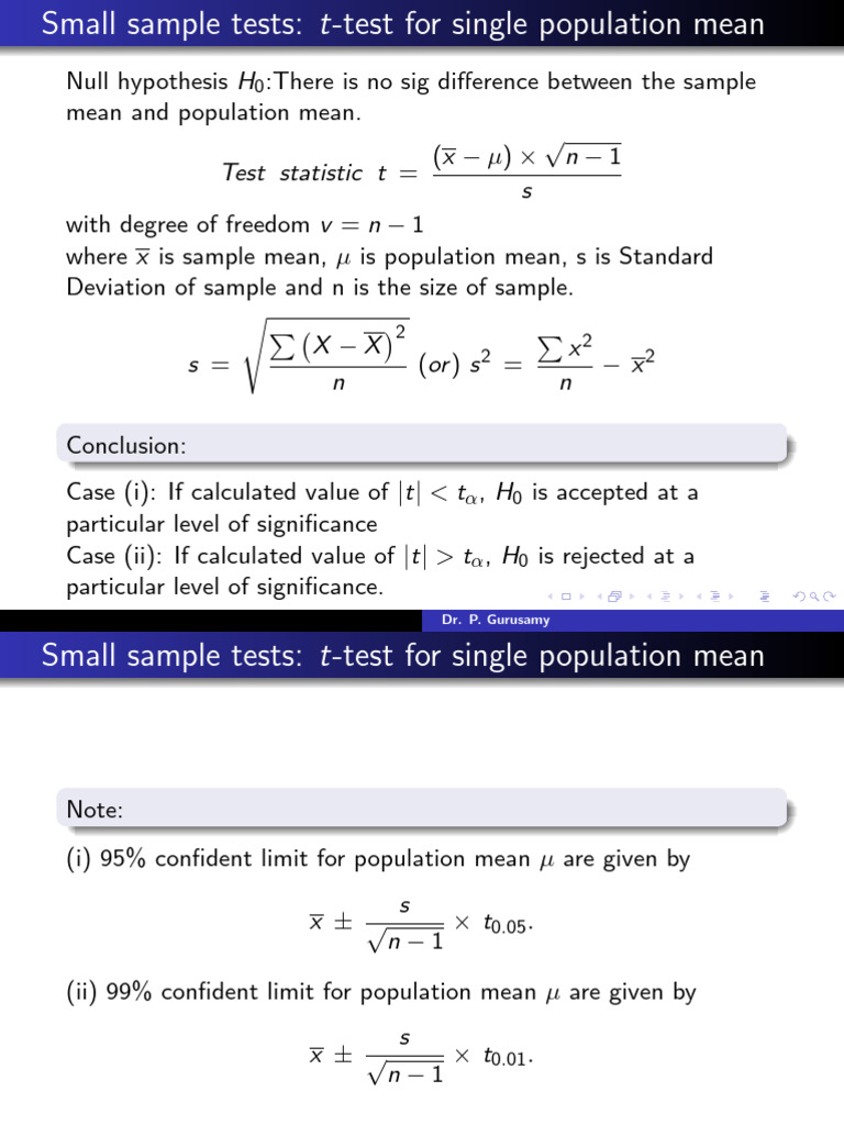 IT UNIT III Testing Hypothesis Small Sample Tests | PDF | Statistical ...
