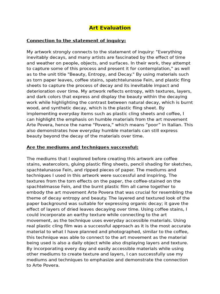 Art Evaluation | PDF