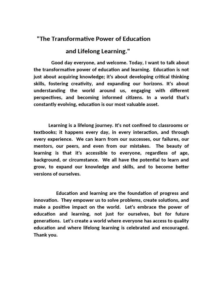 Speech | PDF | Wellness