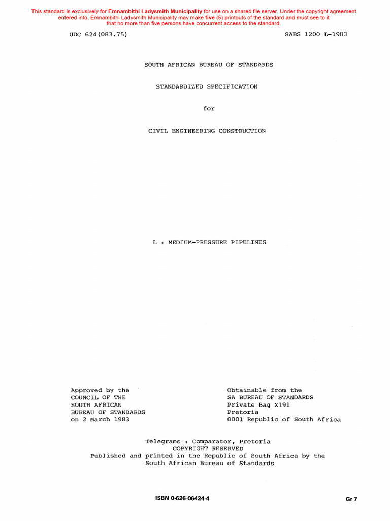 SANS1200L | PDF | Pipe (Fluid Conveyance) | Plumbing