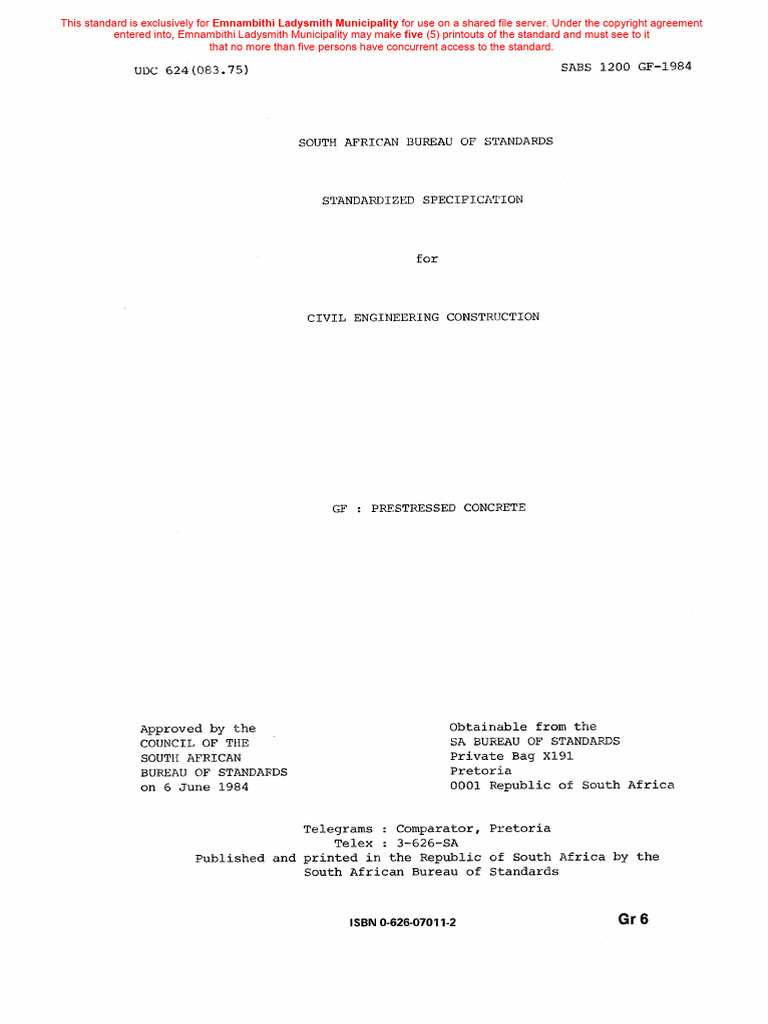 Sans 1200 GF | PDF | Prestressed Concrete | Concrete