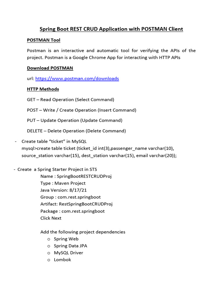 Spring Boot REST CRUD Application With POSTMAN Client | PDF | Software | Computing