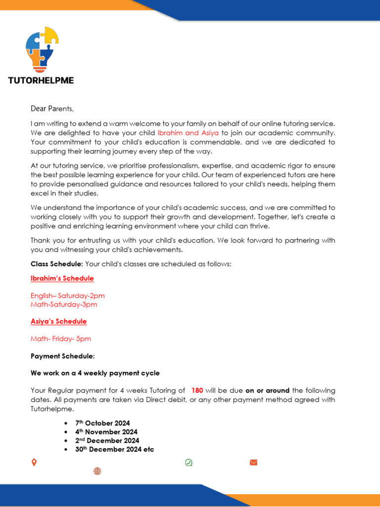 Ibrahim and Asiya Welcome Letter 1 | PDF