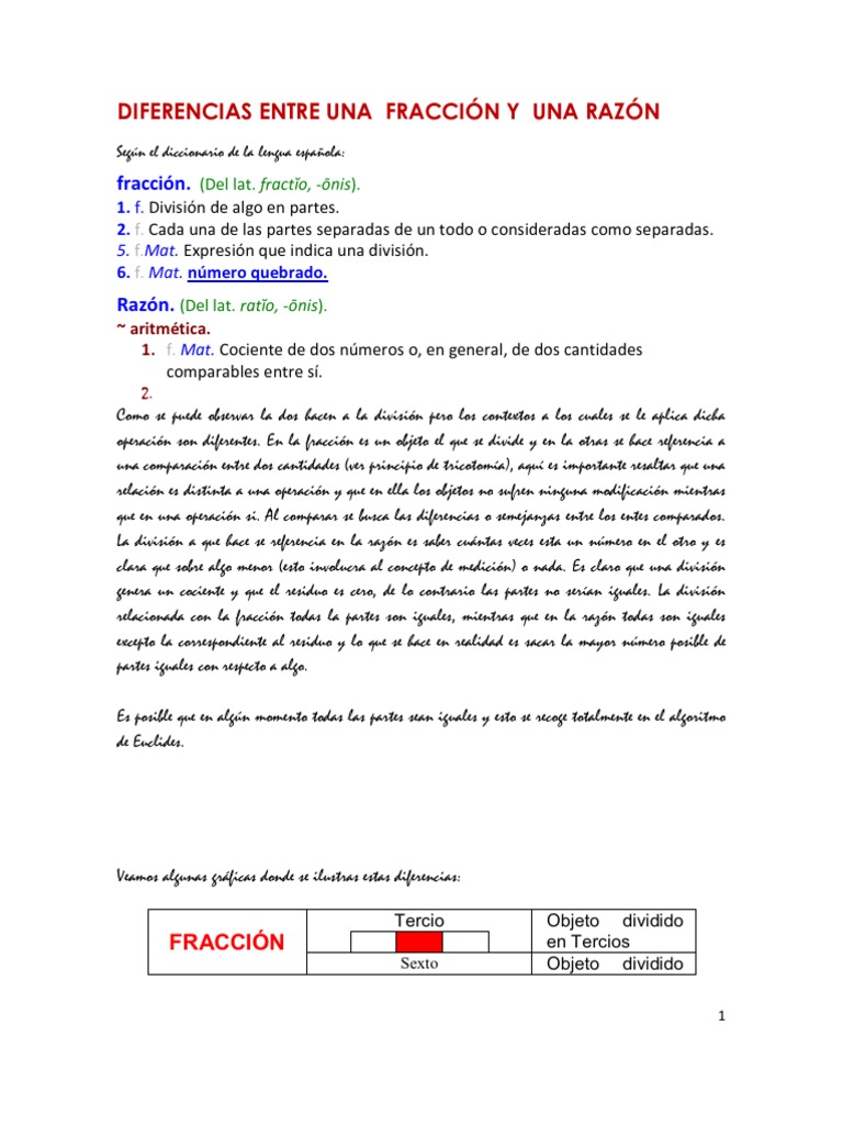Diferencias Entre Una Fracción y Una Razón | PDF
