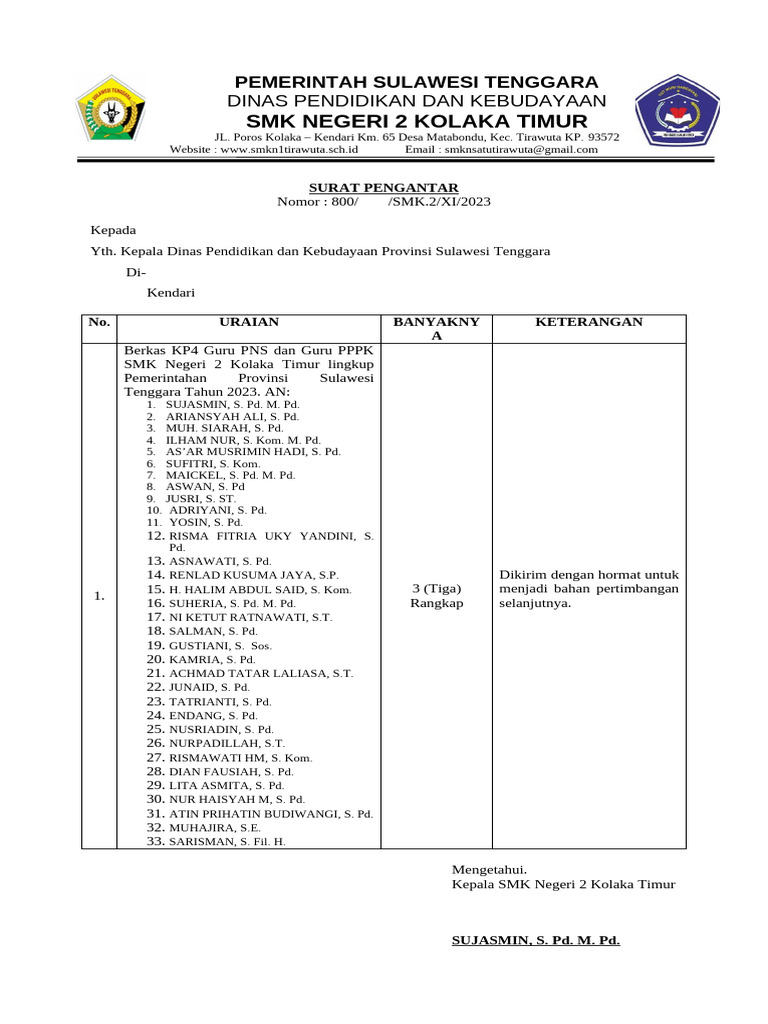 Surat Pengantar KP 4 | PDF
