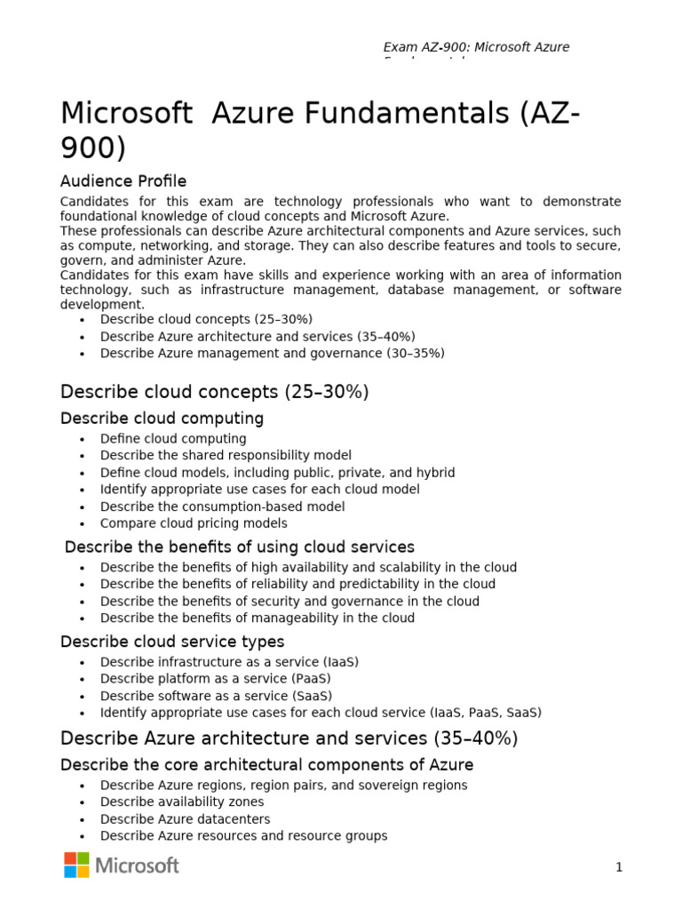 AZ-900_Syllabus | PDF | Cloud Computing | Microsoft Azure