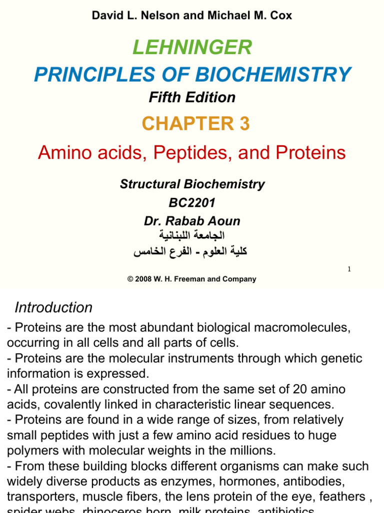 Chapter 3 Amino Acids, Peptides, and Proteins | PDF | Alpha Helix | Protein Structure