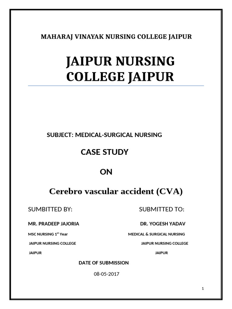 1. case study cva | PDF | Central Nervous System | Stroke