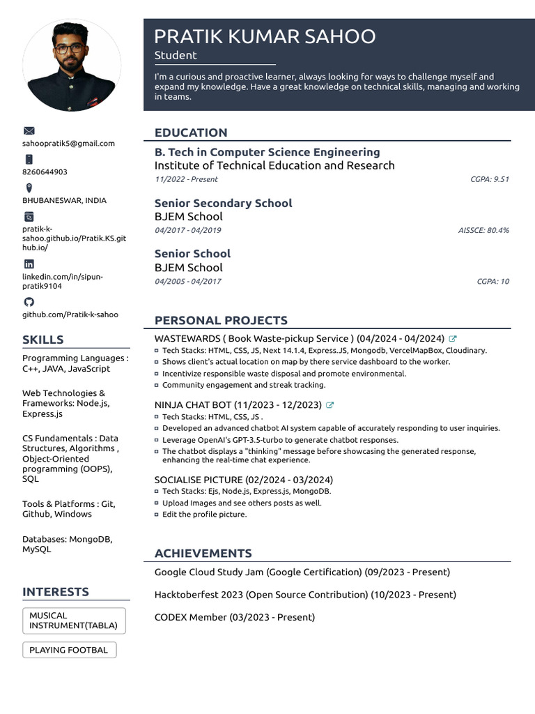 PRATIK's Resume | PDF | Computer Science | Software Development