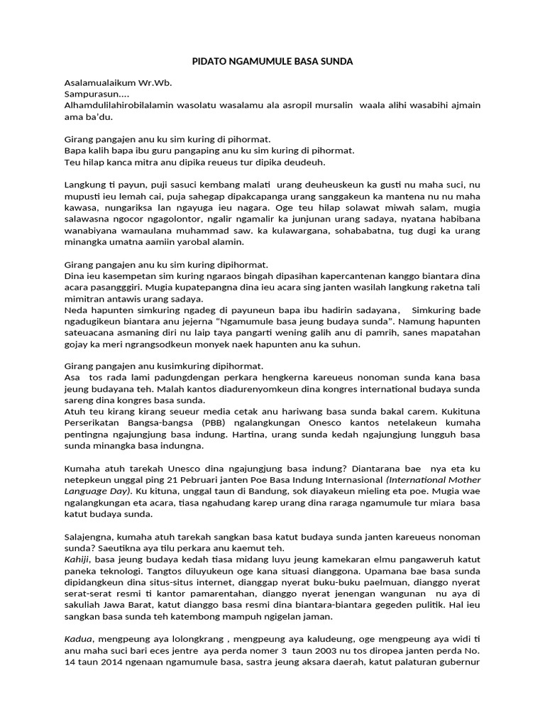 Pidato Lomba Biantara Ngamumule Basa Sunda | PDF