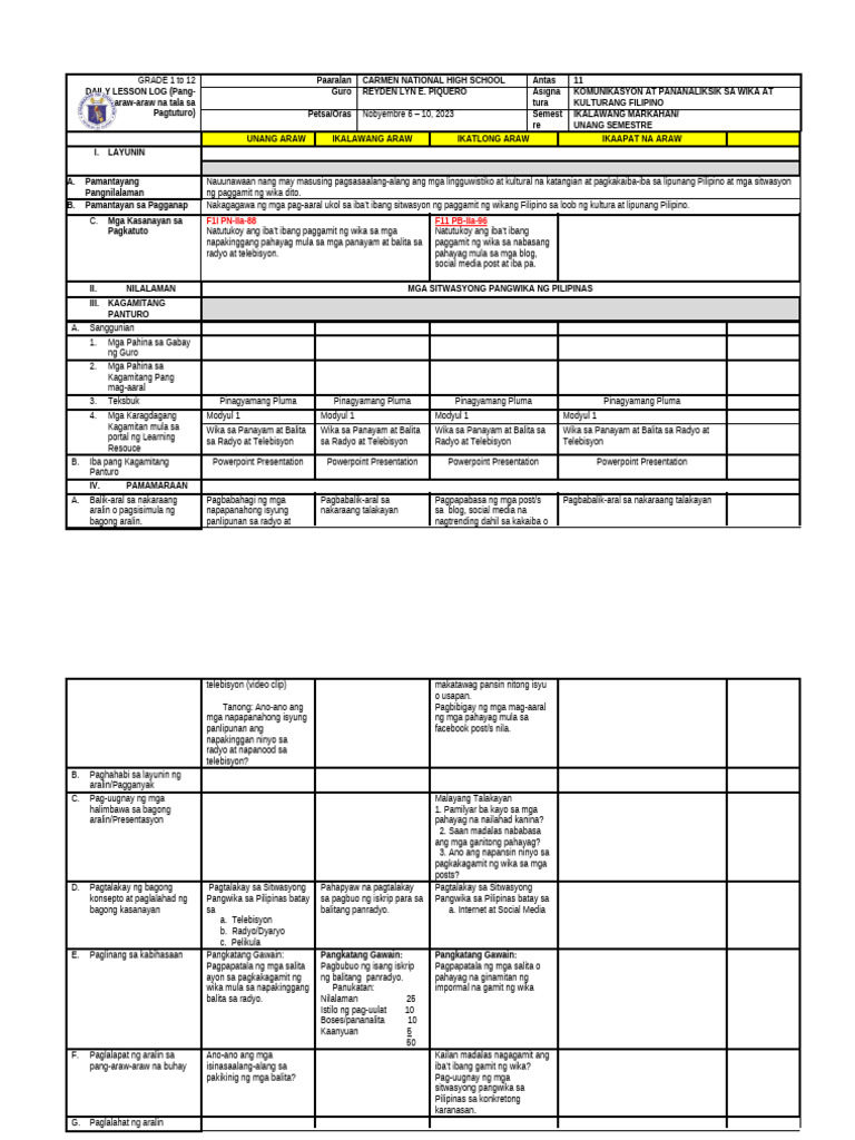 WEEK 1 DLL | PDF