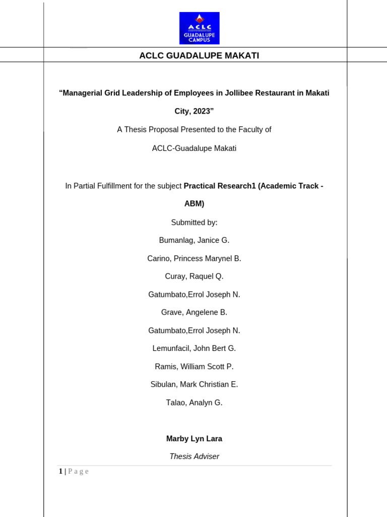 MANAGERIAL GRID THESIS Tagalog | PDF