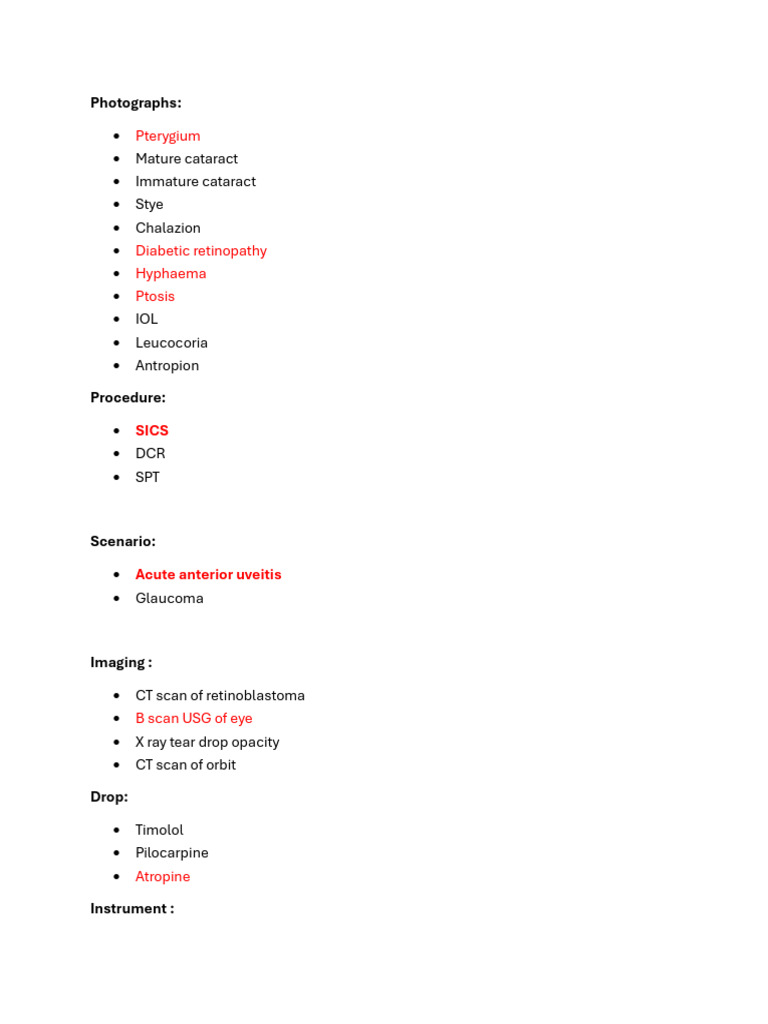 Eye OSPE Suggestions | PDF