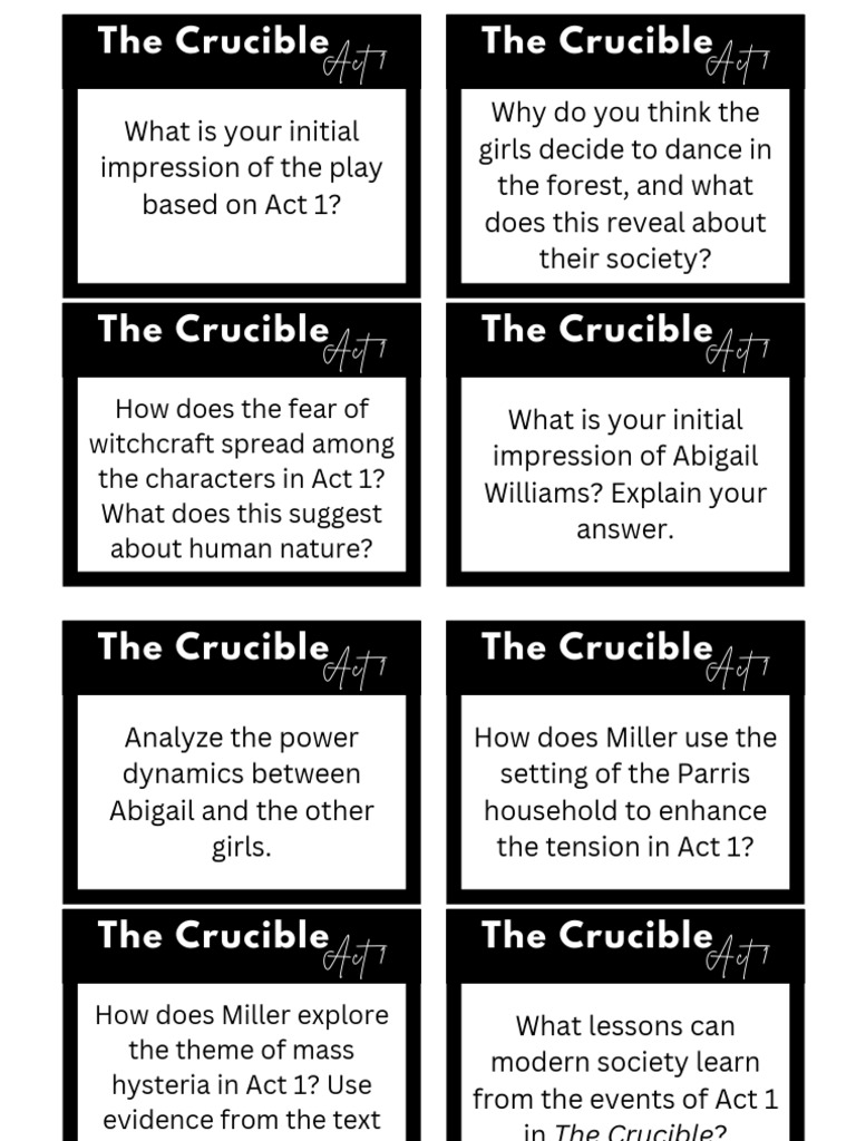 The Crucible The Crucible: Act 1 Act 1 | PDF | Social Psychology ...