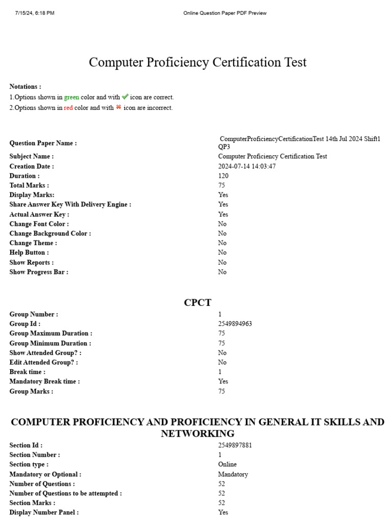 14th_July_2024_QP | PDF | Random Access Memory | Computer Data