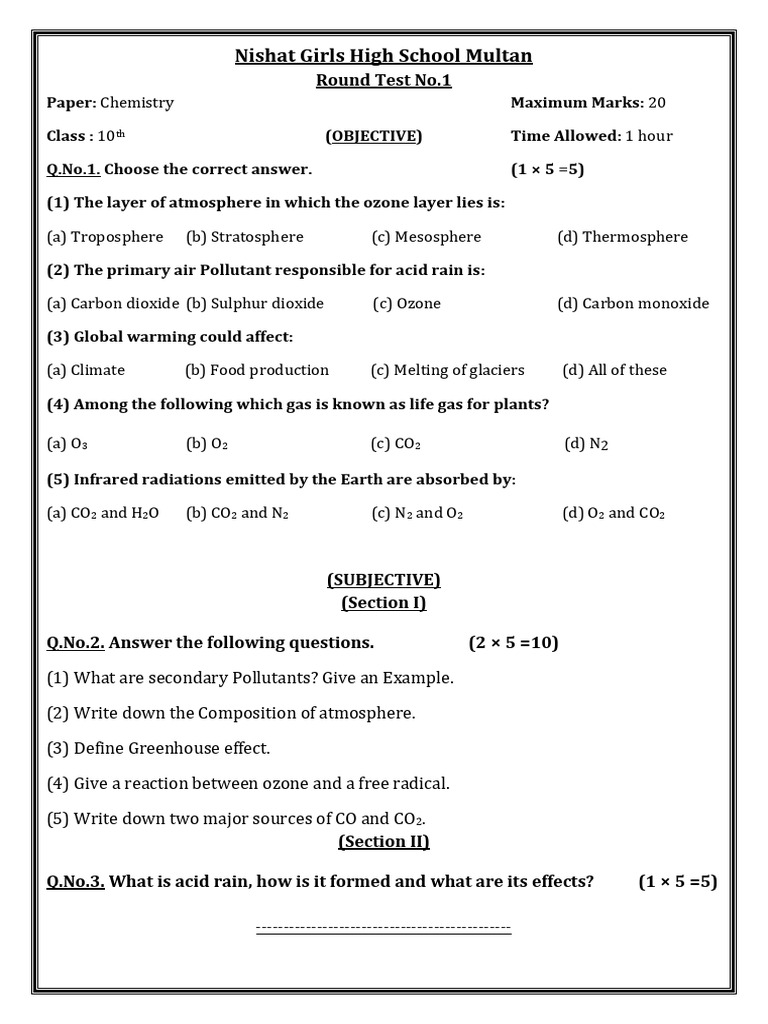 10th Chemistry R1 | PDF