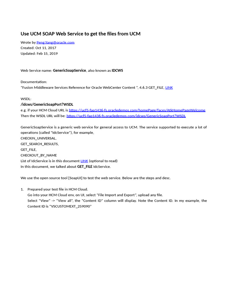 Accessing UCM Files via SOAP Service | PDF | Web Service | System Software