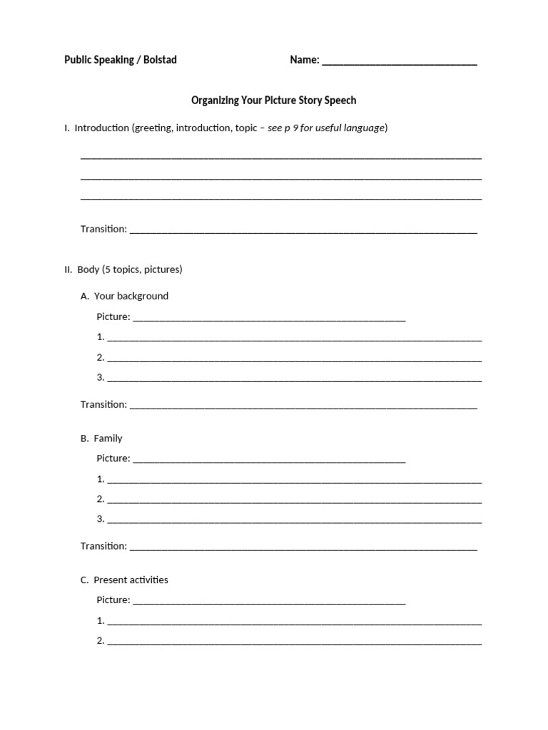 Organizing Your Picture Story Speech | PDF | Human Communication