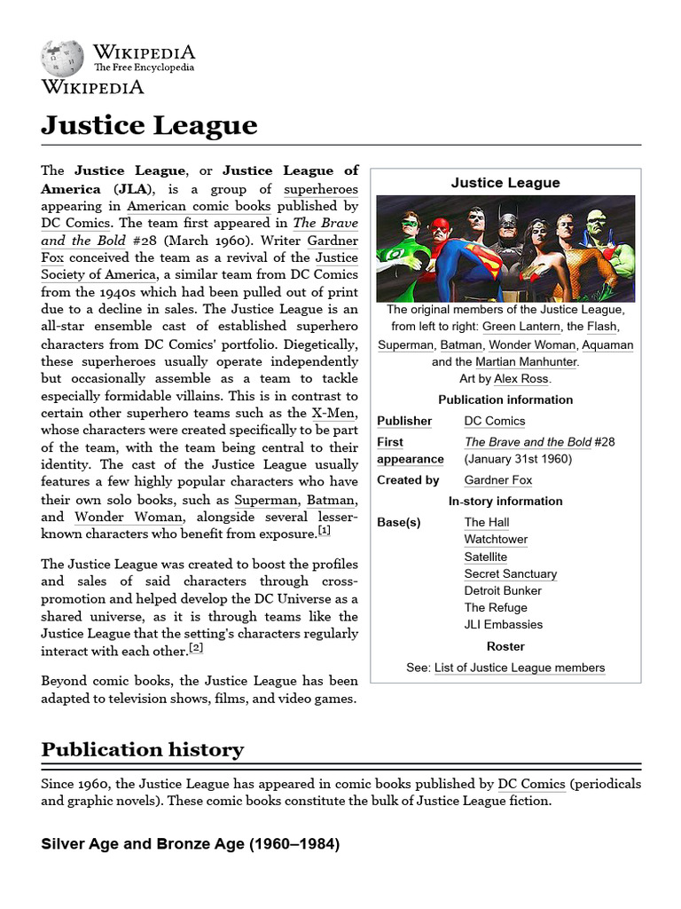 Justice League - Wikipedia | PDF | North American Comics | Dc Comics