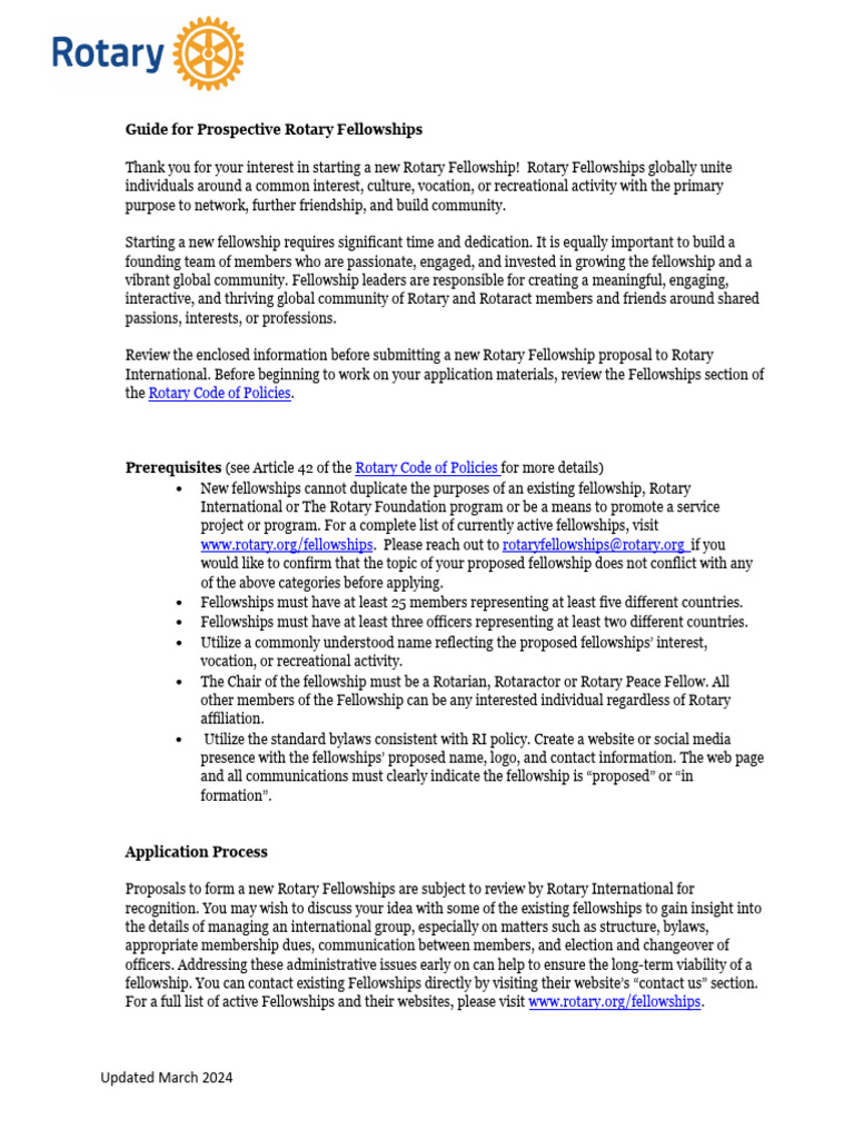Guide For Prospective Rotary Fellowships en | PDF