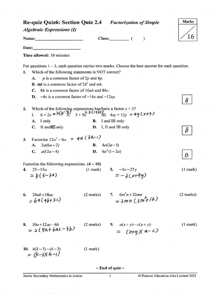Quiz6 Requiz - 2A02 - Section 4 Quiz - E - Marking | PDF