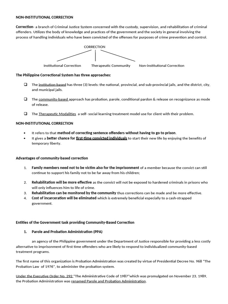 1 - Ca 102 - Non-Institutional Correction | PDF | Probation | Pardon