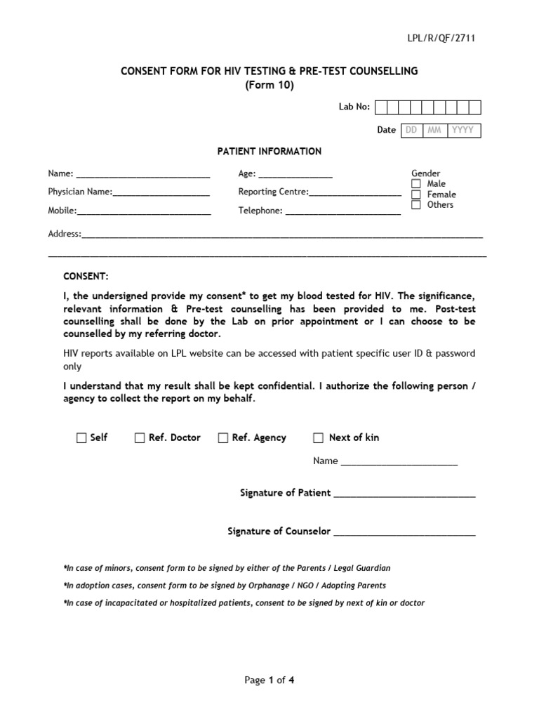 Hiv Consent Form | PDF