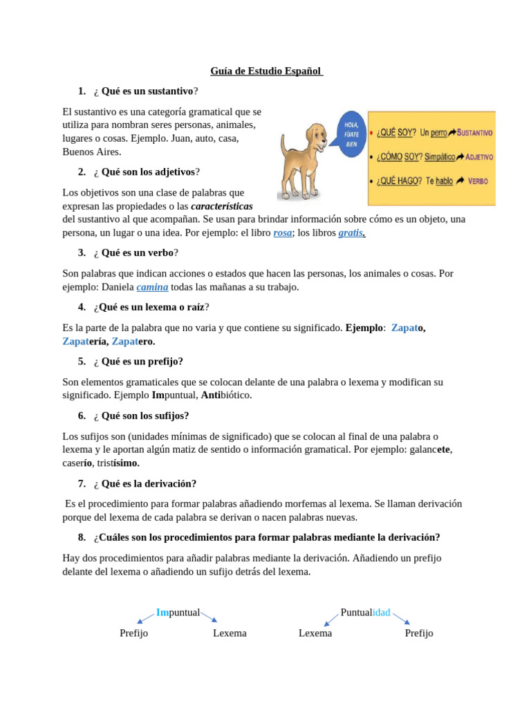 Guía de Estudio | PDF | Palabra | Sustantivo