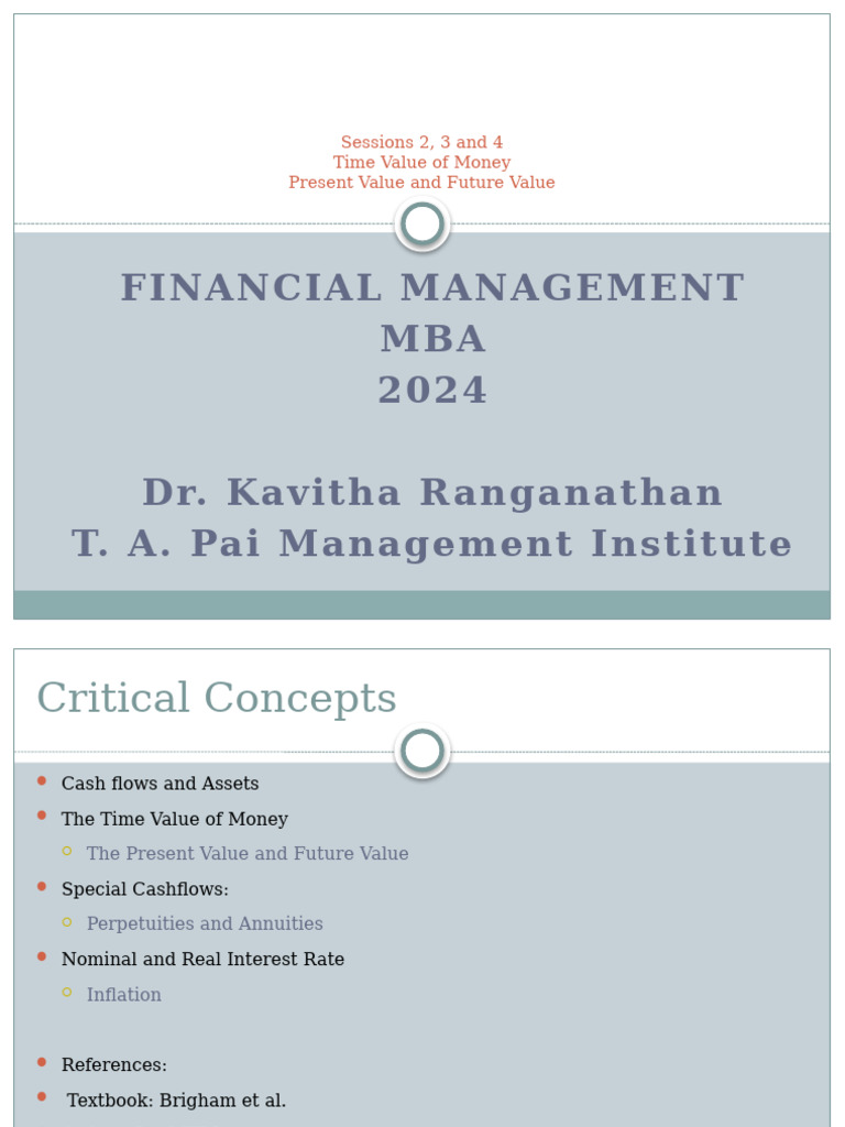FMT I - Sessions 2, 3 and 4 - TVM - 2024 | PDF | Interest | Present Value
