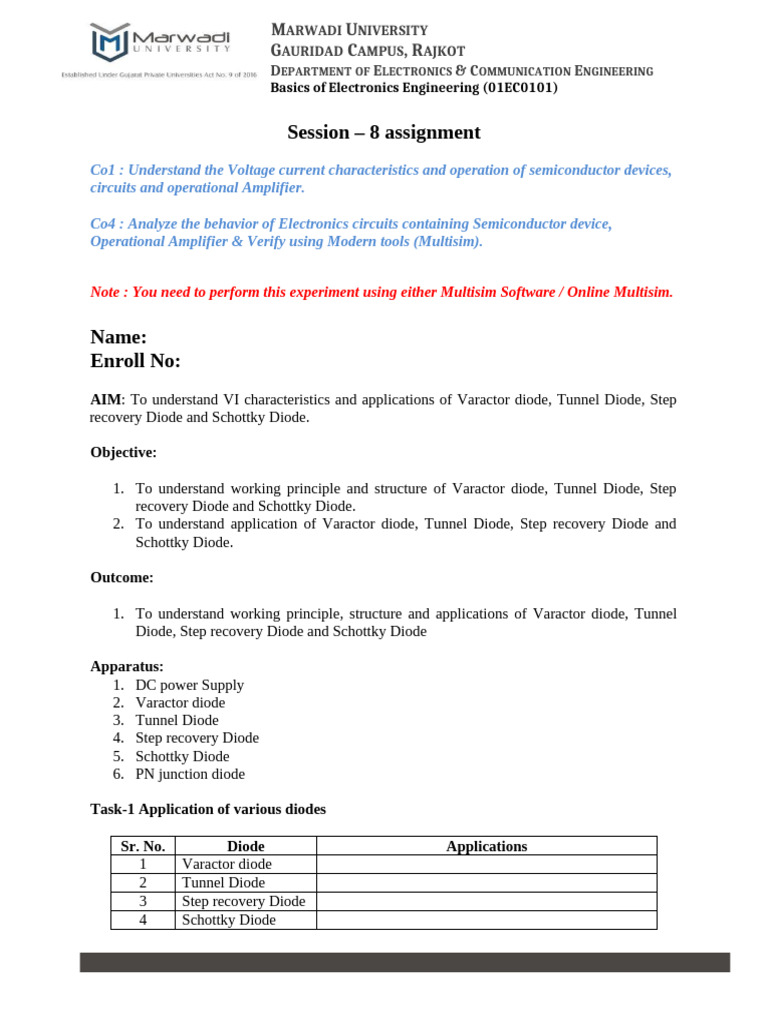 Session-8 Assignment SP Diodes | PDF | Diode | Electronics