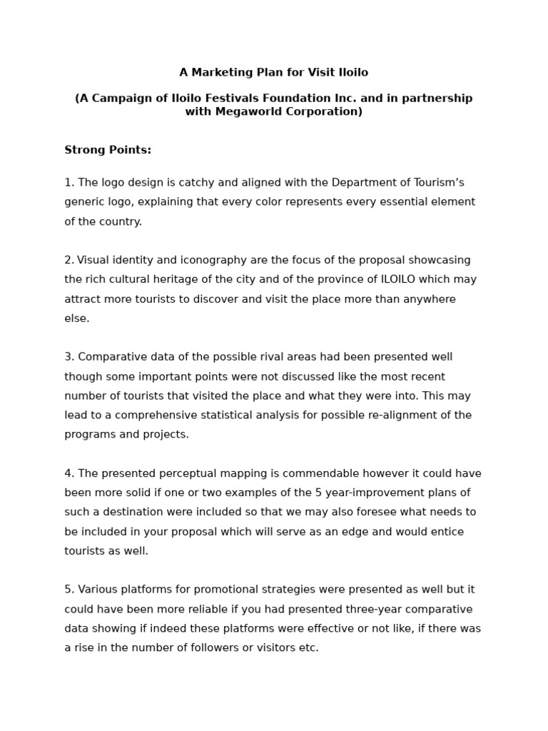 A Marketing Plan For Visit Iloilo-Visit Iloilo | PDF | Marketing