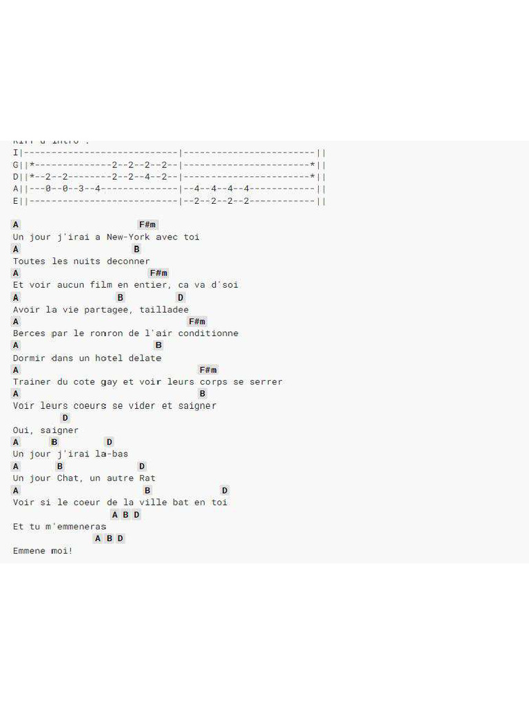 New York Avec Toi - Tab | PDF