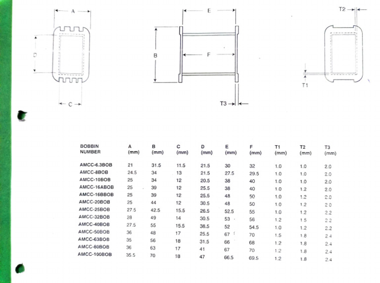 Bobbin Specifications and Dimensions | PDF