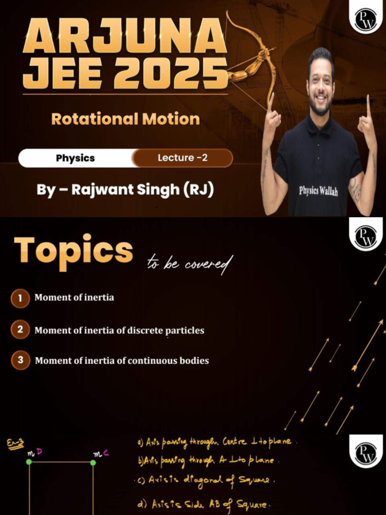 Rotational Motion 02 - Class Notes - Arjuna JEE 2025 PDF | PDF