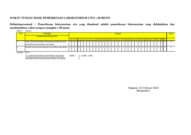 Waktu Tunggu Hasil Pemeriksaan Laboratorium Cito 3 | PDF