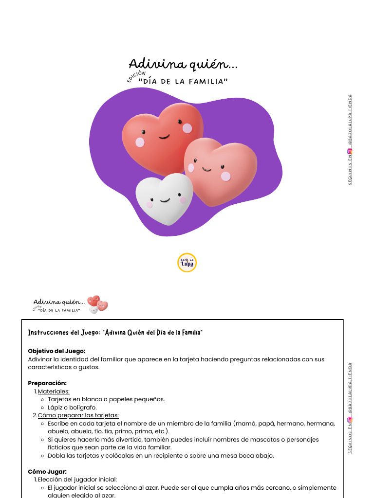 Adivina Quién Edición Día de La Familia | PDF