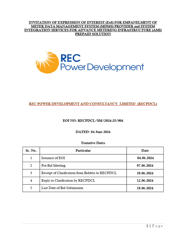 Rec Power Development and Consultancy Limited (Recpdcl) | PDF | System ...