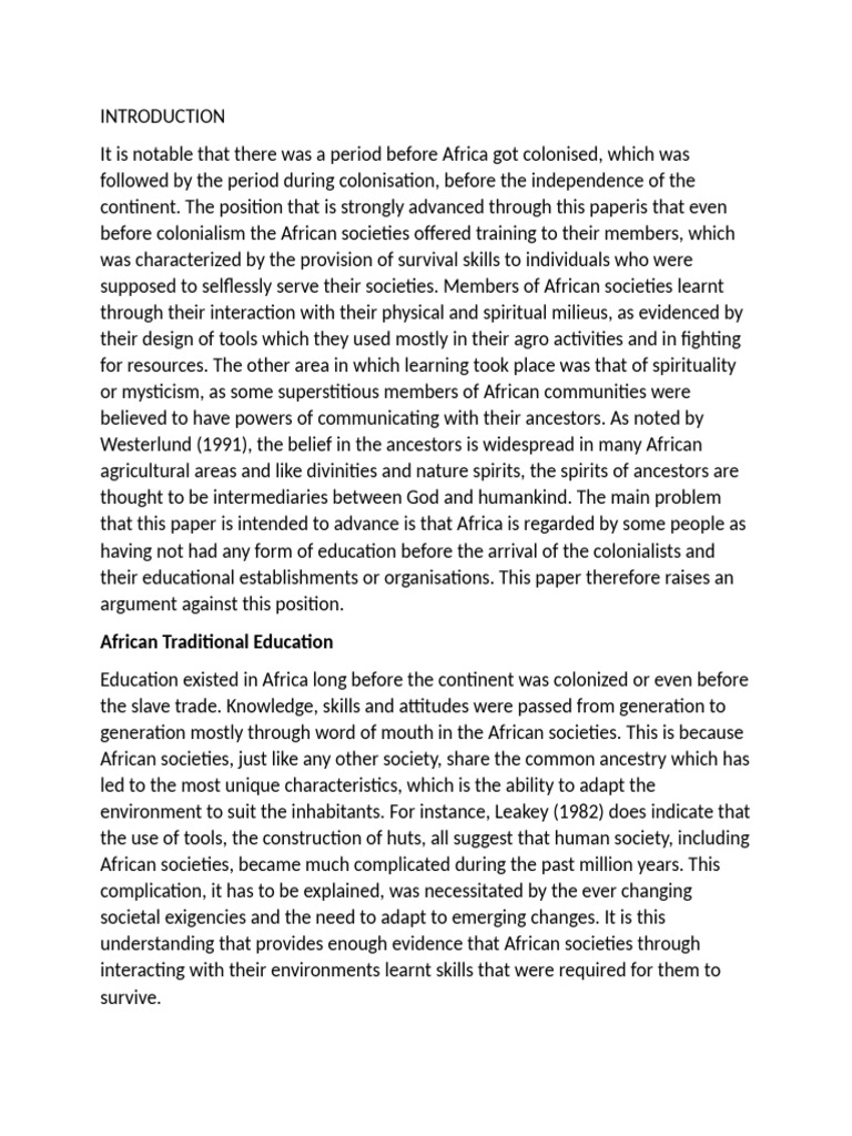 African Traditional Education | PDF | Colonialism | Knowledge