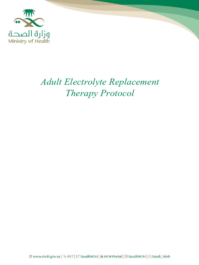 Adults Electrolyte Replacement Therapy Protocol | PDF | Magnesium ...